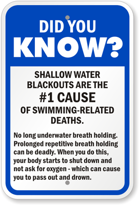 No Underwater Breath Holding Safety Sign, SKU: K-9905